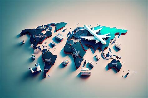 Premium Ai Image Awesome Business Travel Traveling Map World Concept Realistic Generative Ai