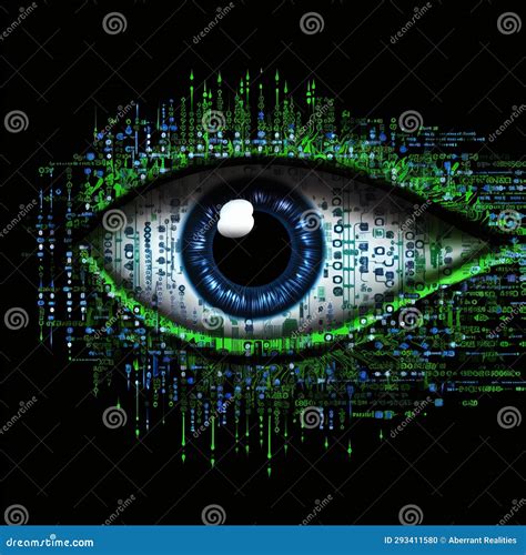 An Eye Is Surrounded By Binary Code On A Black Background Stock Illustration Illustration Of