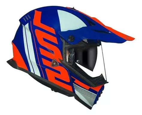 Capacete Ls2 Mx436 Pioner Evo Trophy Azul Laranja Parcelamento Sem Juros