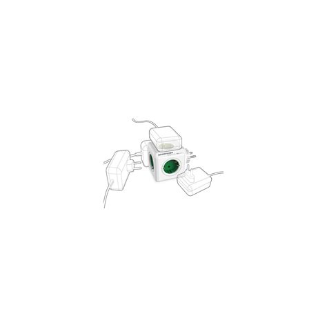 Power Cube 5 Cube Surge Protected Socket Multiplexer Green