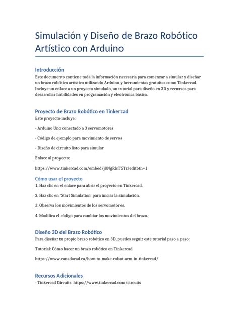 Brazo Robotico Simulacion Arduino Pdf