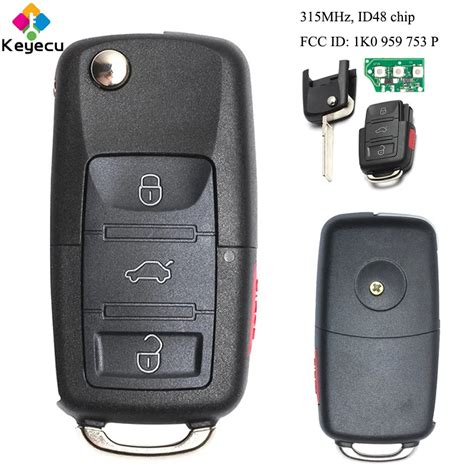 Keyecu Folding Flip Remote Car Key With Button Mhz Id