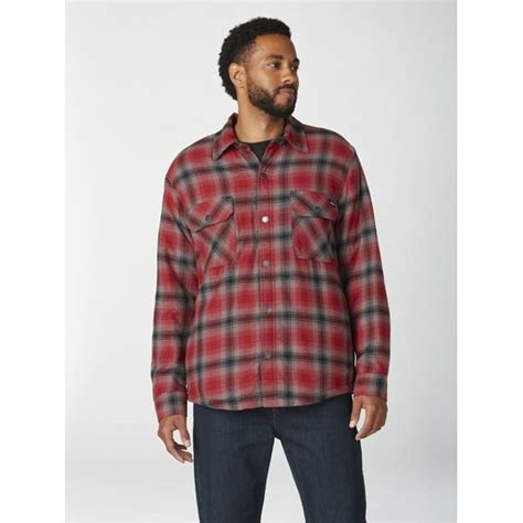 Genuine Dickies Mens Sherpa Lined Flannel Shirt Jacket