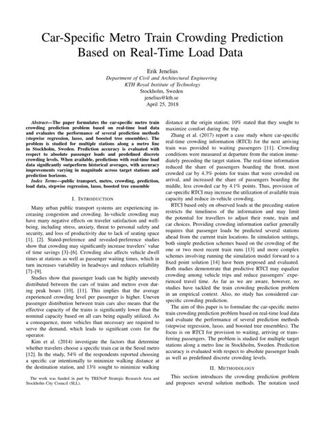 Pdf Car Specific Metro Train Crowding Prediction Based On Real Time
