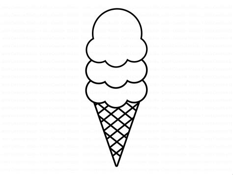 3 Scoop Ice Cream Cone Outline Svg Ice Cream Svg Ice Cream Cone Svg