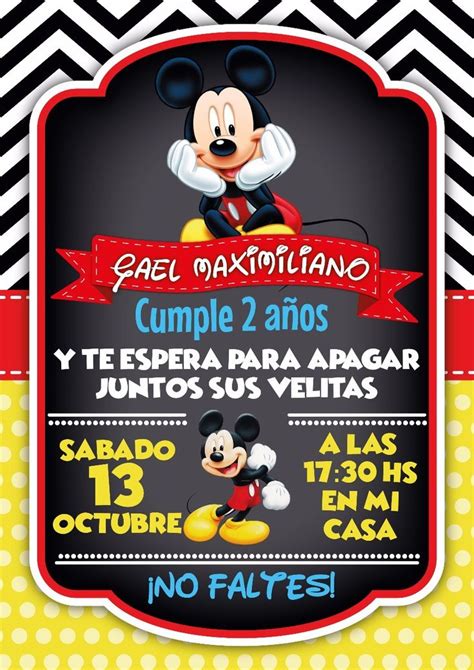Invitación Mickey Mouse Invitaciones De Cumpleaños De Mickey Mouse