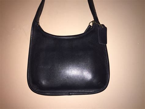 COACH VINTAGE BLACK X X Leather Ergo Mini Zip Shoulder Bag W Hang Tag By