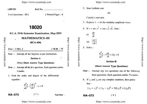 bca 4 sem mathematics 3 18020 may 2019 bachelor of computer