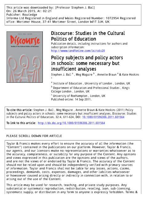 Pdf Policy Actorspolicy Subjects