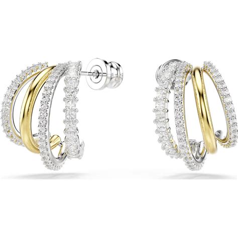 Swarovski Jewellery Hyperbola Hoop Earrings Mixed Cuts Mini White