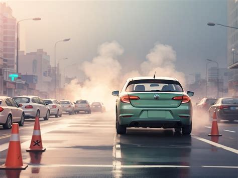 Premium Ai Image Navigating Urban Gridlock Car Stuck In Traffic With