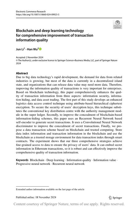 Blockchain And Deep Learning Technology For Comprehensive Improvement