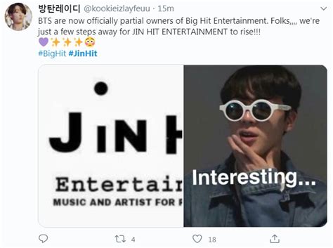 Btss Jin Hit Meme Just Came True — He Now Owns Part Of Big Hit
