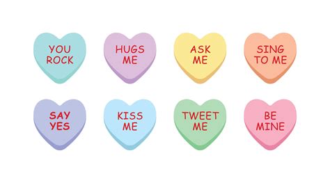 Set Of Sweet Heart Candy Isolated On White Background Sweetheart Candies For Valentines Day