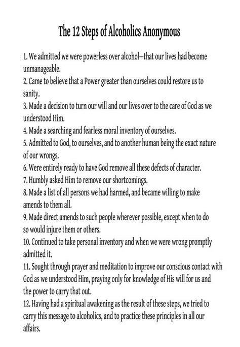 Printable Aa 12 Steps