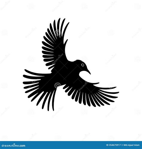 Northern Mockingbird Black Bird With Outstretched Wings Stock Vector