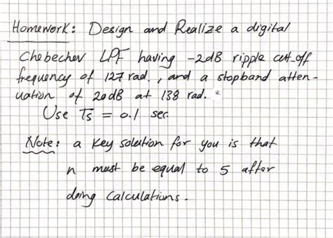 Solved Homework Design And Realize A Digital Chebecher Lpf