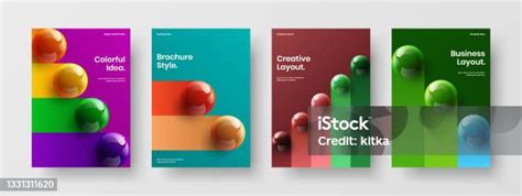 여러 가지 색상의 책 표지 디자인 벡터 템플릿 컬렉션 트렌디 한 사실적인 구체 회사 정체성 일러스트 세트 A4 용지에 대한 스톡 벡터 아트 및 기타 이미지 Istock
