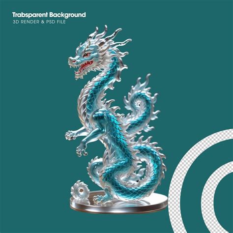Premium PSD | Psd glass statue dragon 3d model illustration