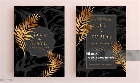 웨딩 카드 템플릿의 아름다운 세트 기하학적 다면체 결혼식 초대장 고급 템플릿 장식 패턴에 대한 아르 데코 스타일의 골드 컬렉션입니다 결혼 반지에 대한 스톡 벡터 아트 및