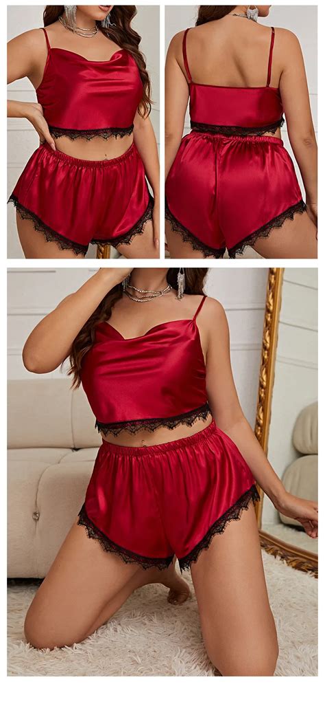 Red Silk Satin Sexy Pajamas Set Sleepwear For Women Wholesale Buy