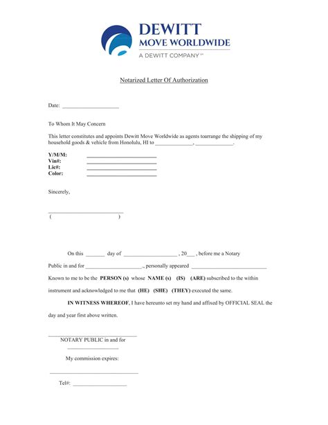 Free Printable Notarized Letter Templates Word Pdf