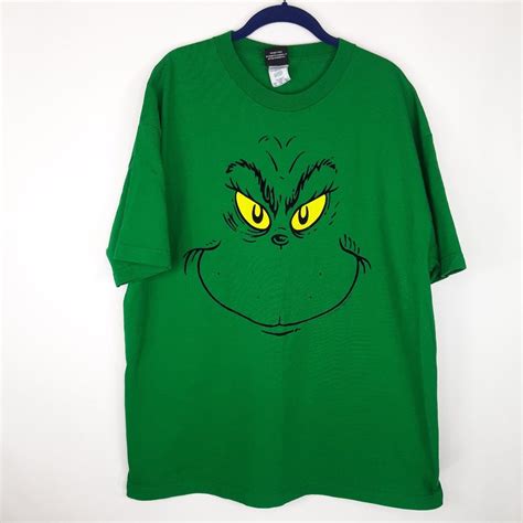 Vintage Dr Seuss Grinch Face Green Tshirt Gem