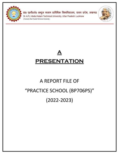 Practice School Report Pdf