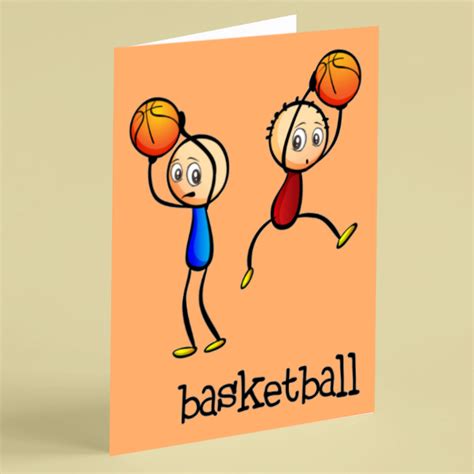 2472 Characters Playing Basketball Birthday Card Beebooh