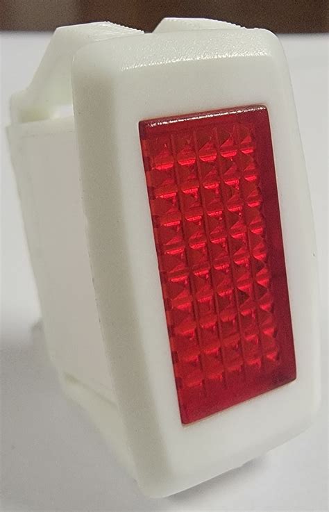 12 Volt Red Rectangular Indicator Light White Base Spade Terminals