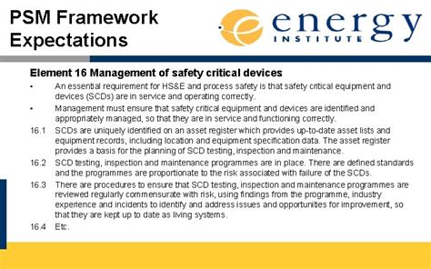 Ei Process Safety Management Framework Ei Process Safety