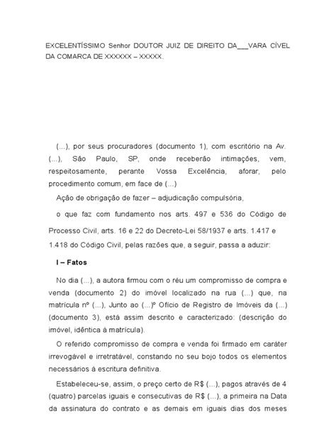 Ação De Adjudicação Compulsória Pdf