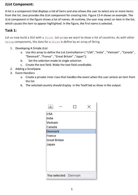solved jlist component a list is a component that displays