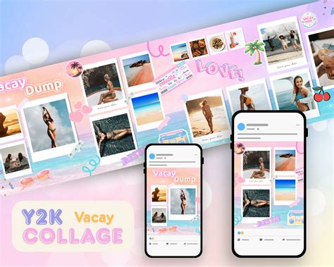 Y2k Vacay Instagram Carousel Templates 50 Png Stickers Canva Travel