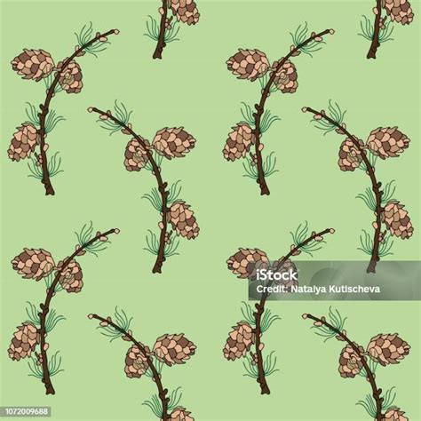 나뭇가지와 낙 엽 송 콘 녹색 배경에 완벽 한 패턴입니다 벡터입니다 일러스트 레이 션 0명에 대한 스톡 벡터 아트 및 기타 이미지 0명 12월 1월 Istock