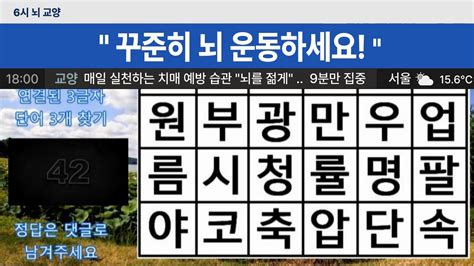 꾸준히 뇌 운동하세요 100세시대 건강하게 숨은단어찾기치매예방치매예방퀴즈치매테스트단어퀴즈낱말퀴즈기억력테스트집중력향상 Youtube