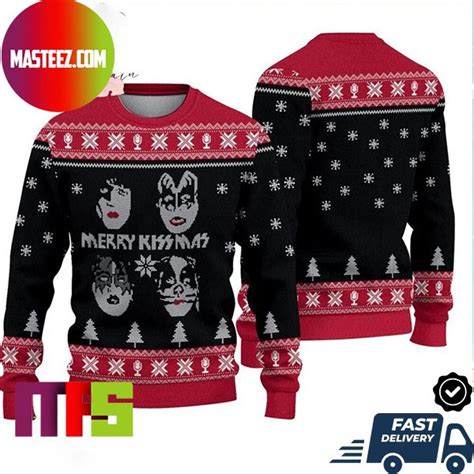 Kiss Merry Kissmas Snowflake Pattern Best For Holiday Ugly Christmas