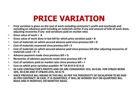 Price Variation In Works Contracts PPTX Business Accounting Finance Business