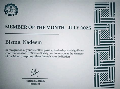 Bisma Nadeem On Linkedin Proud To Receive This ️ Thanks Uet Science