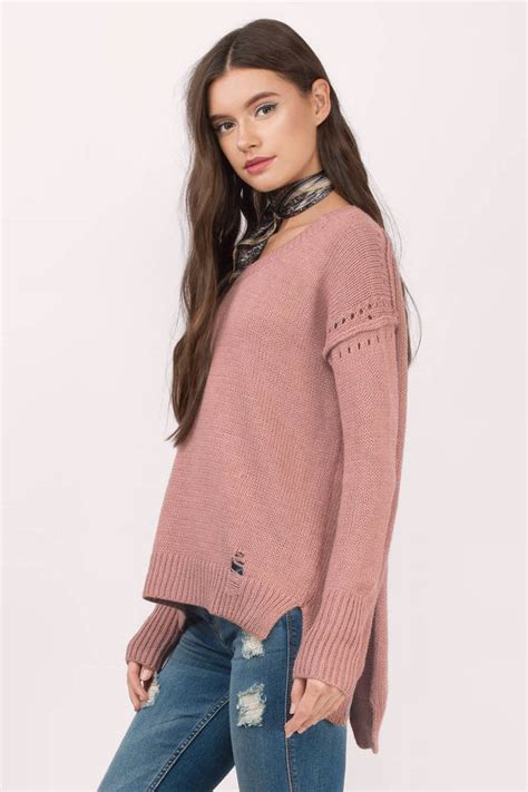 Mauve Sweater Purple Sweater Knitted Sweater 90 Tobi Us