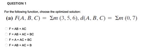 Solved Question 1for The Following Function Choose The