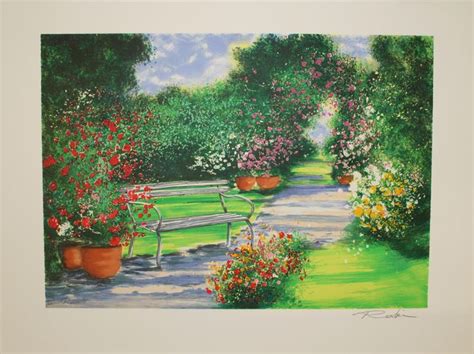 Raphael Robic Estampe Originale Lithographie Jardin à Giverny 11