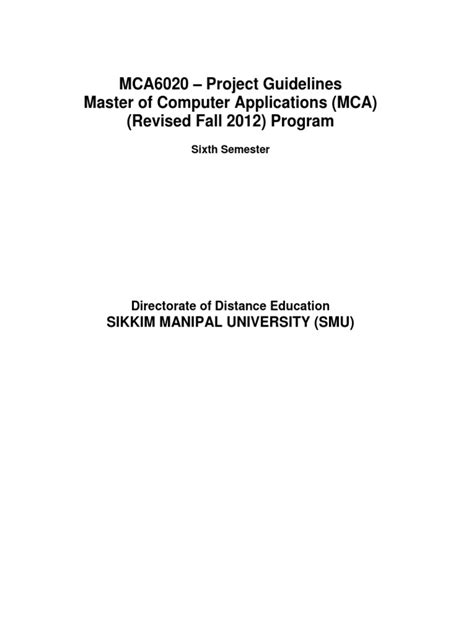Sem 6 Mca Project Guidelines Pdf Specification Technical Standard