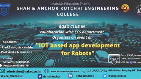 Iot App Development For Robots January Shah Anchor Kutchhi Engineering College