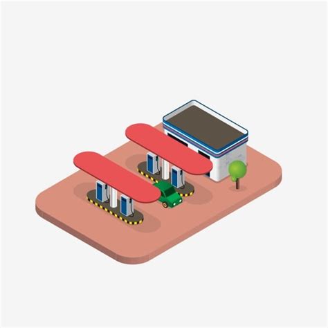 2 5d สามมิติ ปั๊มน้ำมัน การวาดภาพมีมิติเท่ากัน การวาดภาพสามมิติแบบสามมิติของสถานีบริการน้ำมัน