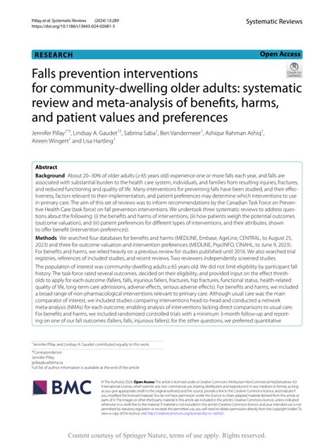 Pdf Falls Prevention Interventions For Community Dwelling Older