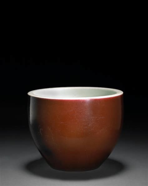 Bonhams A Copper Red Glazed Porcelain Mortar 18th Century