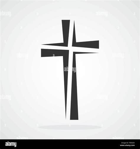 Gray Christian Cross Icon In Flat Design Vector Illustration Abstract
