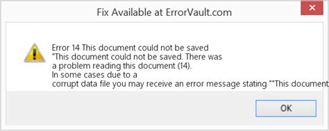 how to fix error 14 this document could not be saved this document
