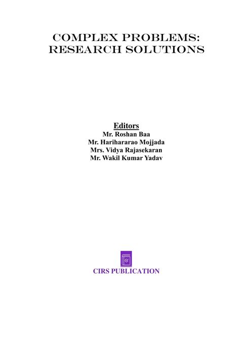 Pdf Complex Problems Research Solutions